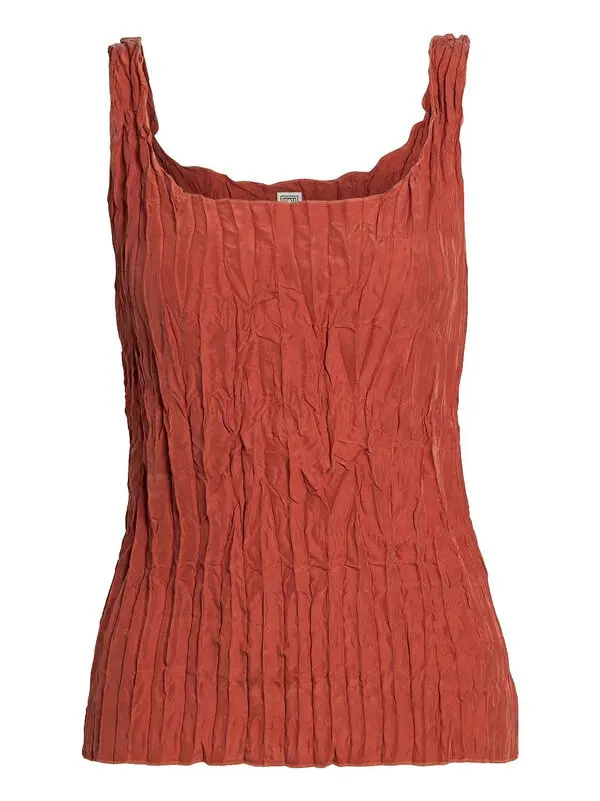 TOTEME Crinkled Plissé Tank - Brick