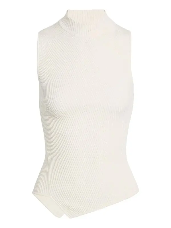 TOTEME Asymmetric Ribbed-knit Top - White