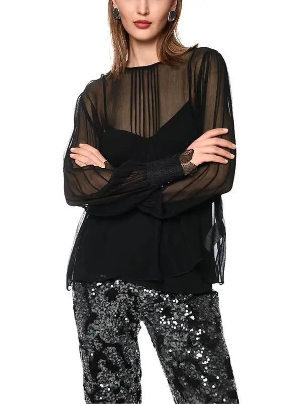 MARC CAIN Delicate Viscose Crepe Blouse - Black