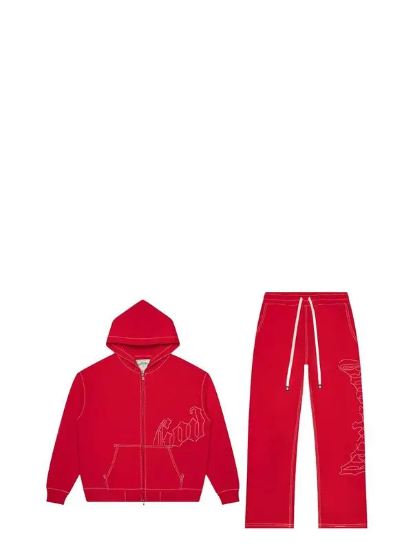 GODSPEED Og Logo Stitched Sweatsuit - Red