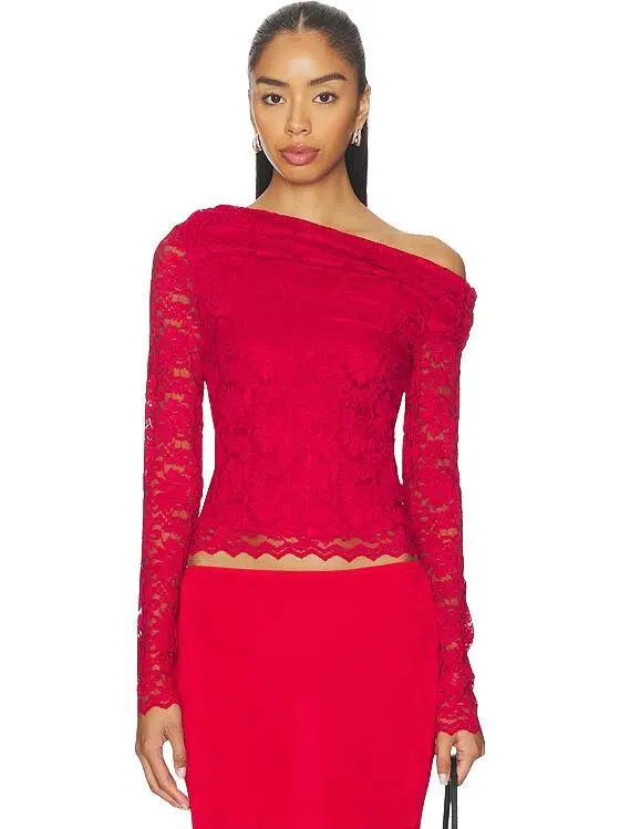 AFRM Barry Silken Lace Top - Poppy Red