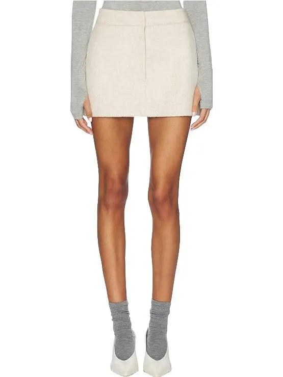 AEXAE Cashmere Wool Blend Mini Skirt - Oatmeal