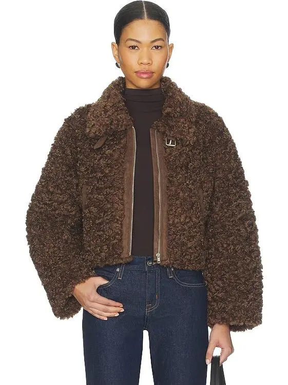 ELODIE THE LABEL Rio Faux Fur Jacket - Choco Brown