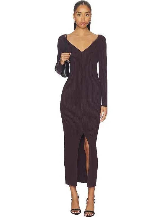 Astr The Label Glenda Sweater Dress - Dark Brown