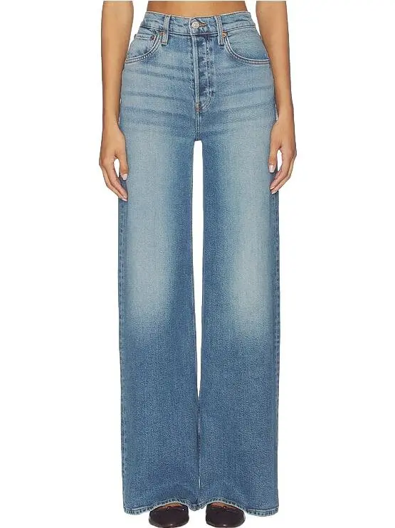 RE/DONE High Rise Wide Leg Jeans - Mid 70's Shadow