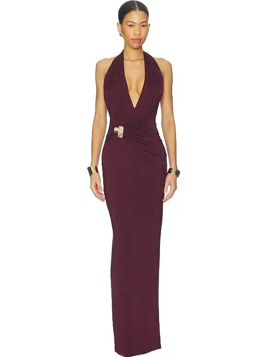 NOOKIE Portia Halter Maxi Dress - Wine