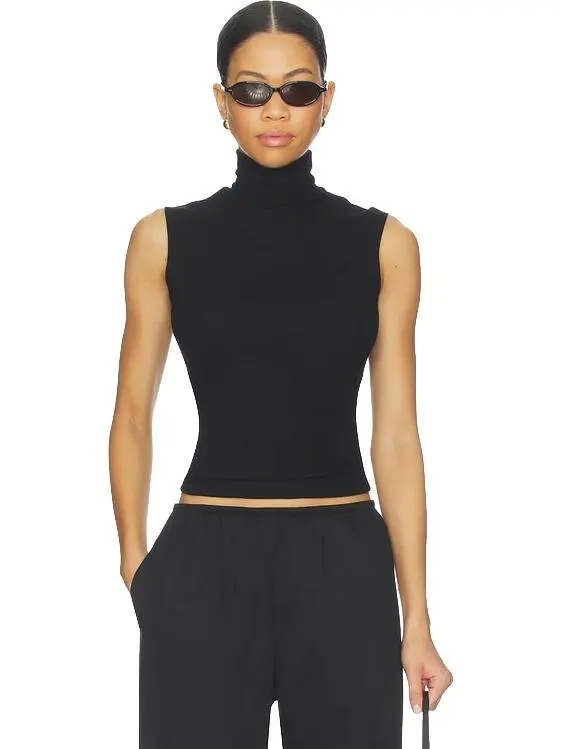 LESET Lauren Sleeveless Turtleneck - Black