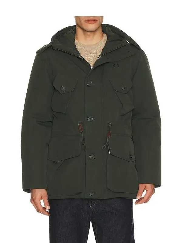 Fred Perry Patch Pocket Puffer Jacket - Court Green
