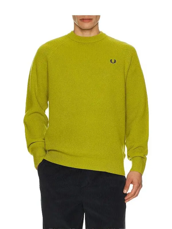 Fred Perry Lambswool Raglan Jumper - Tennis Ball Yellow