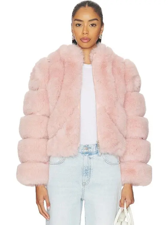 Adrienne Landau Icon Fur Jacket - Chalk Pink