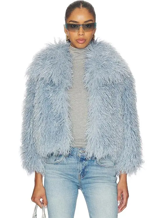 Adrienne Landau Isabel Faux Fur Jacket - Placid Blue