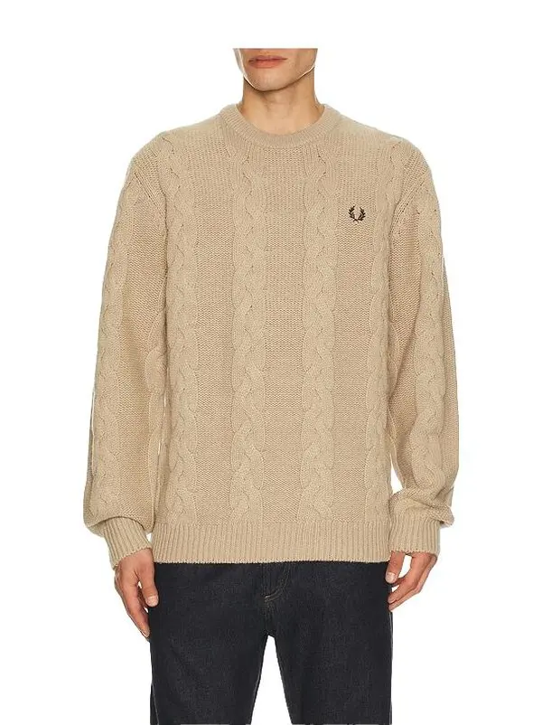 Fred Perry Chunky Cable Knit Jumper - Warm Oat
