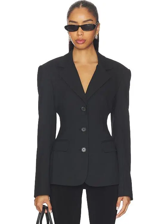 GUIZIO Fitted Waist Blazer - Black