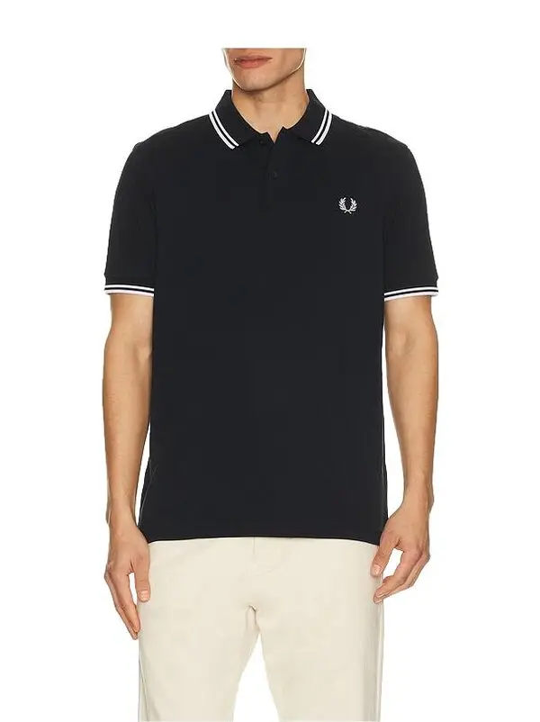 Fred Perry Twin Tipped Shirt In Navy - Navy & White