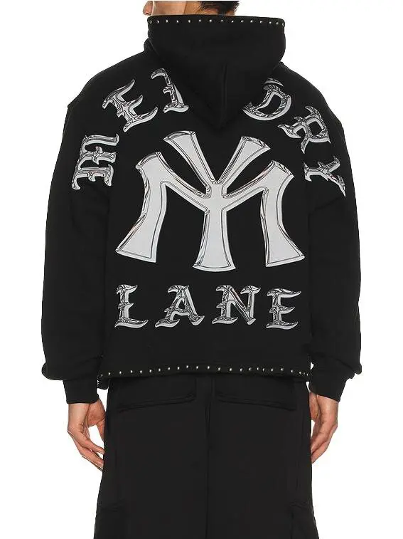 MEMORY LANE M-shield Studded Crop Hoodie - Black