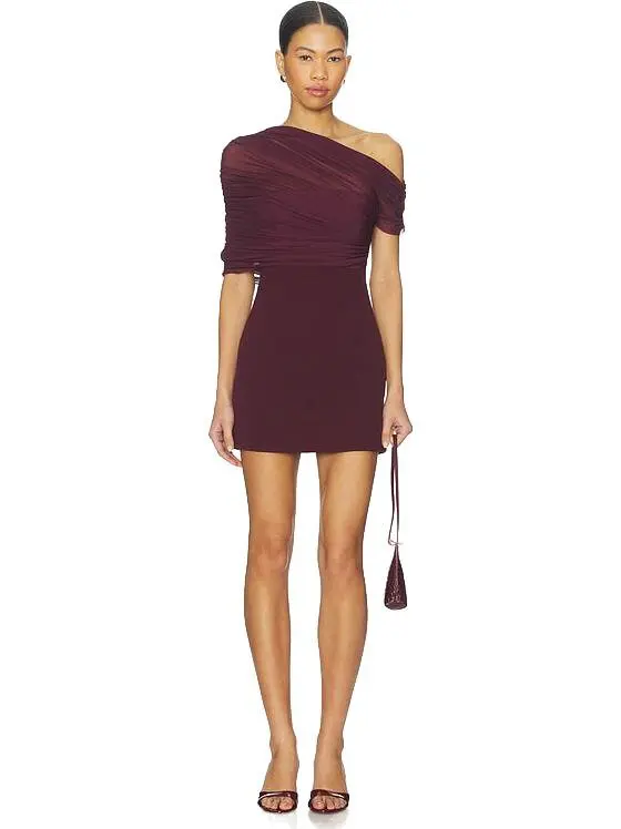 SEROYA Selma Crepe Mini Dress - Merlot