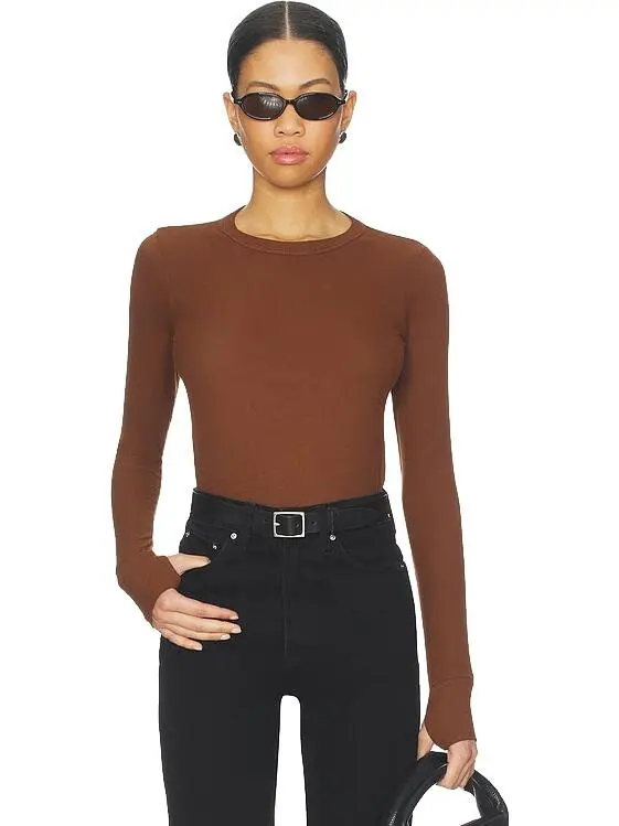 Michael Lauren Alick Longsleeve Fitted Top - Cinnamon