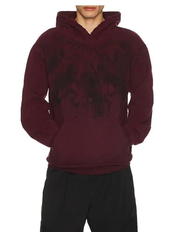 AFFLICTION Crows Graphic Hoodie - Burgundy Vapor Wash