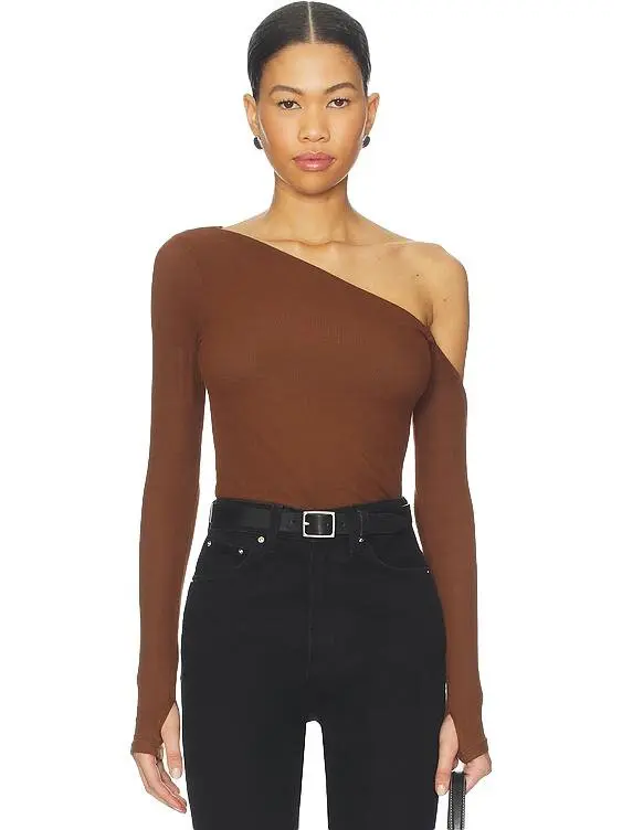 Michael Lauren Magdaleno Asymmetrical Cold Shoulder Top - Cinnamon