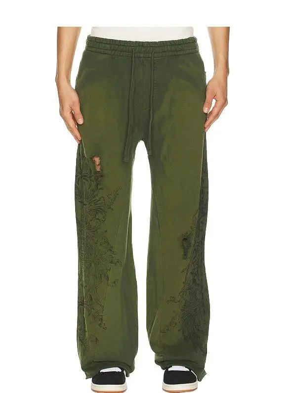 AFFLICTION Jump Sweatpants In Olive - Vintage Green Vapor Wash