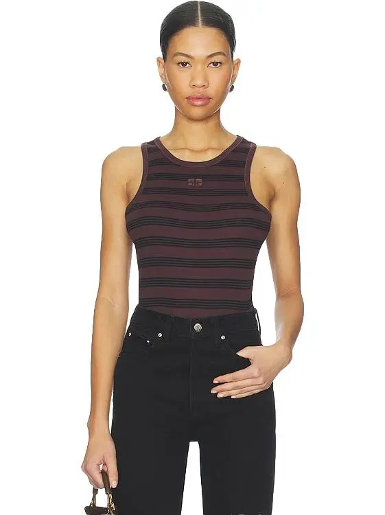 GANNI Soft Cotton Rib Tank Top - Chocolate Plum