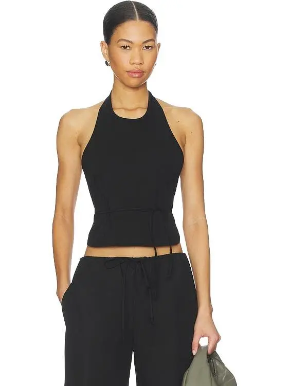 ST. AGNI Soft Jersey Halter Top - Jet Black