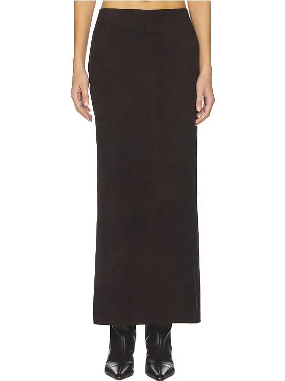 ST. AGNI Suede Column Skirt - Coffee
