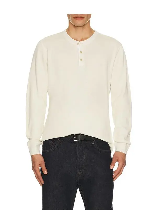 Citizens Of Humanity Waffle Three Button Henley In Cream - Plaster