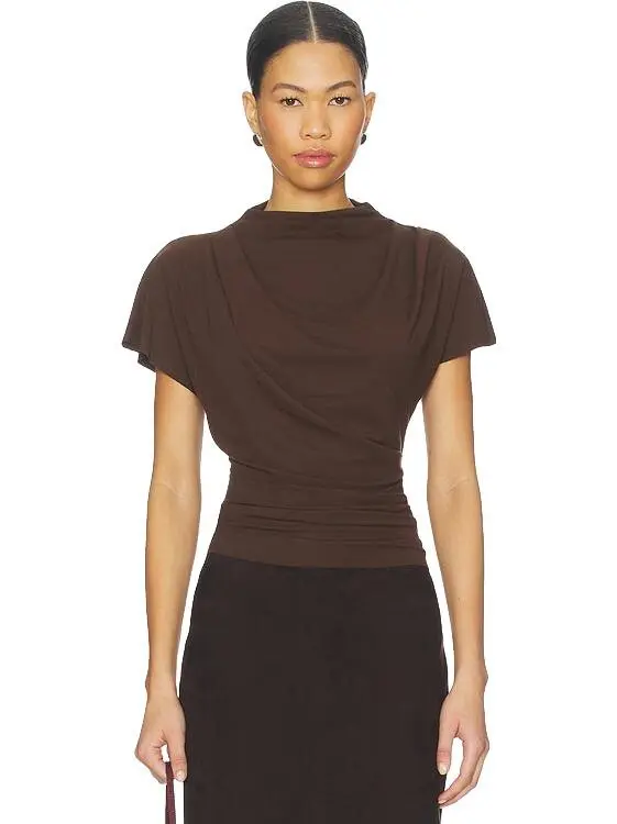 Line & Dot Lior Draped Top - Brown