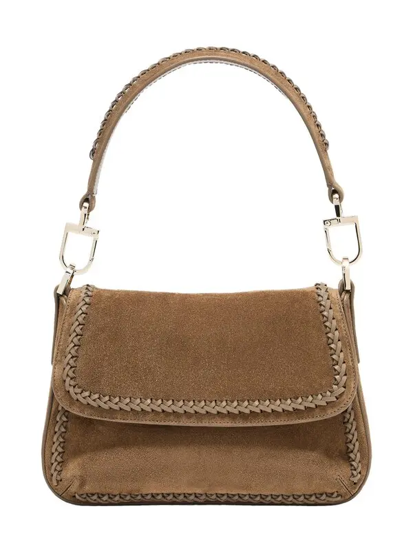 Giorgio Armani Small La Prima Soft Suede Handbag - Camel