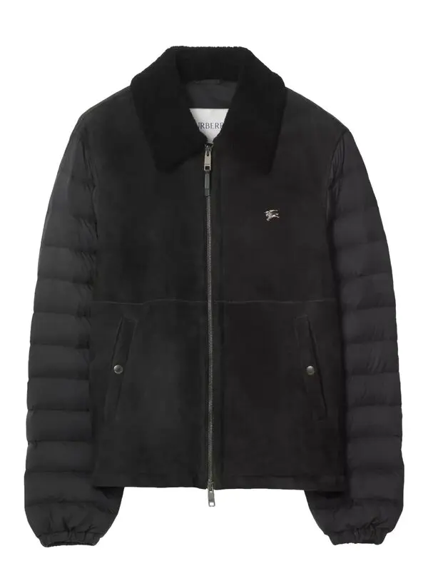Burberry Equestrian Shearling Nylon Puffer Jacket - Black