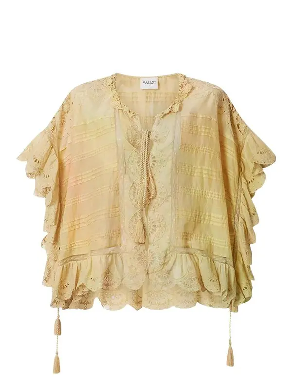 MARANT ETOILE Payton Ruffled Top - Neutrals