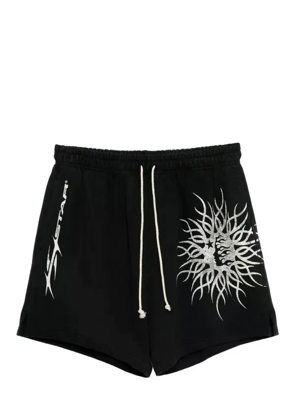HELLSTAR Graphic-print Cotton Shorts - Black