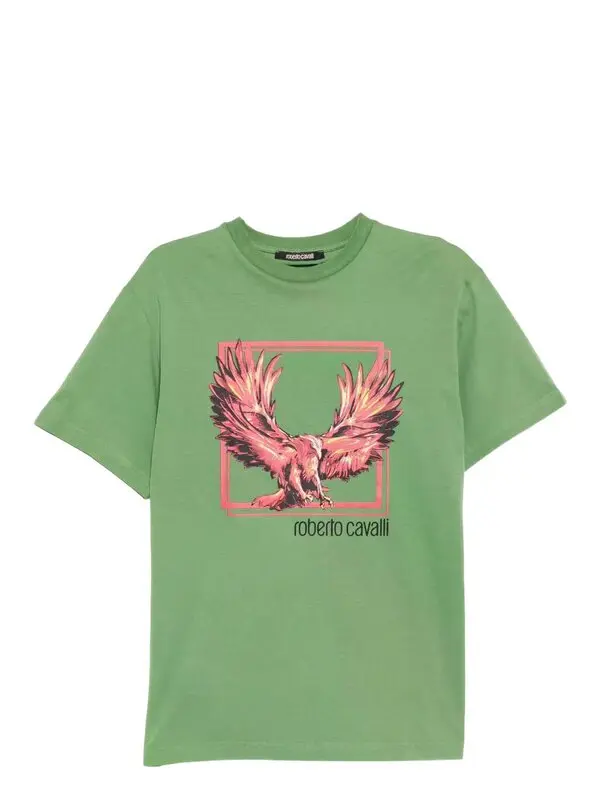 Roberto Cavalli Graphic-print Cotton T-shirt - Green
