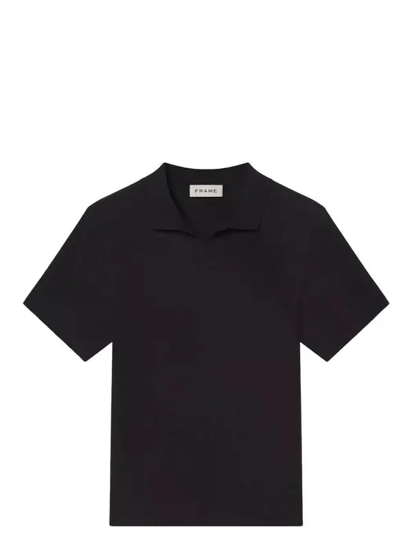 FRAME Open-collar T-shirt - Black
