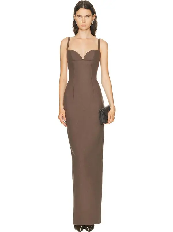 LUDOVIC DE SAINT SERNIN Isabella Long Dress - Khaki