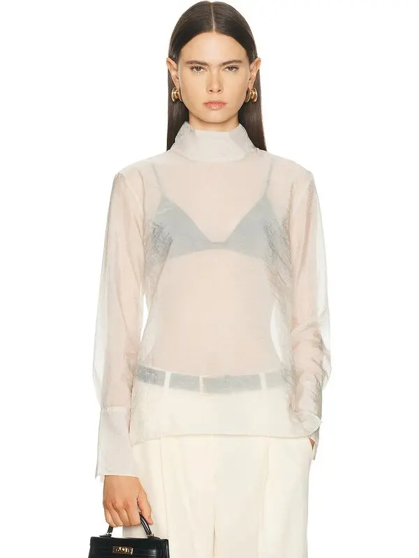 Renggli Organza Turtleneck Blouse - Cream