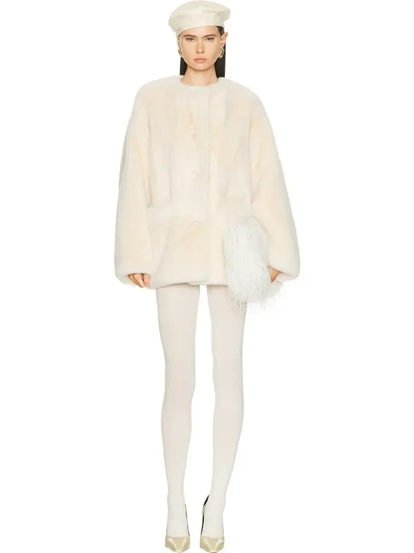 L'academie By Marianna Aja Faux Fur Jacket - Ivory