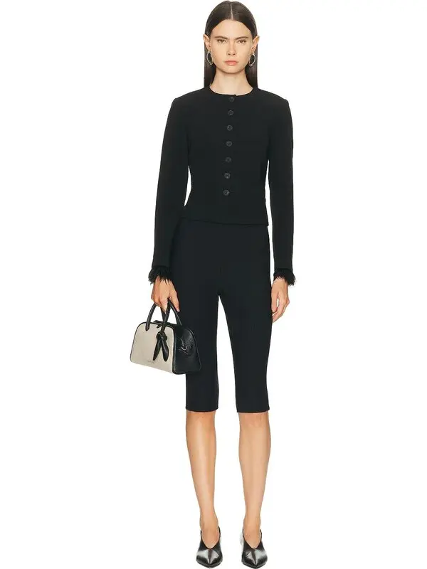 L'academie Eirah Jacket With Feather Trim - Black