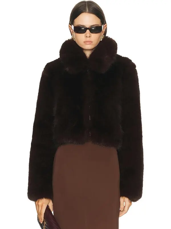 L'academie By Marianna Savoie Faux Fur Jacket - Dark Brown