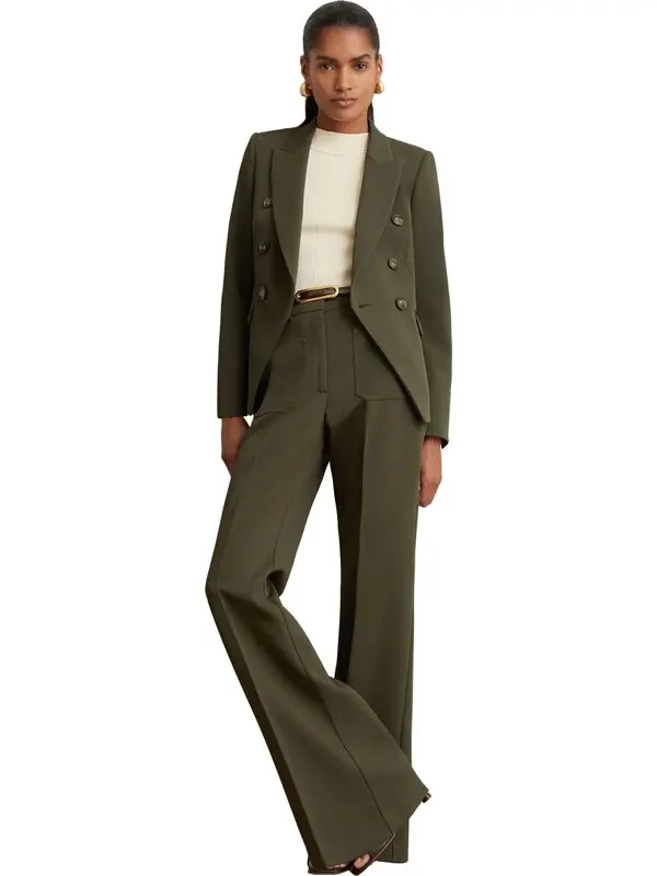 REISS Priya Twill Double-breasted Blazer - Green