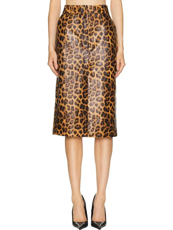 AEXAE Leather Maxi Skirt - Leopard