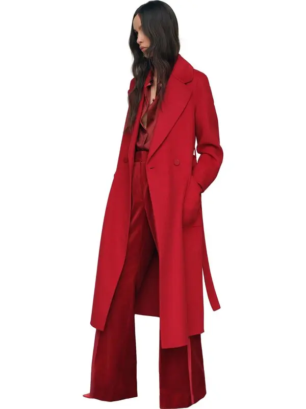 REISS Wool-blend Double-breasted Coat - Red