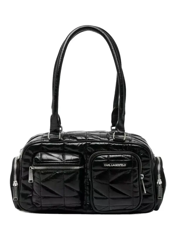 Karl Lagerfeld Kkuilt Medium Bowling Bag - Black