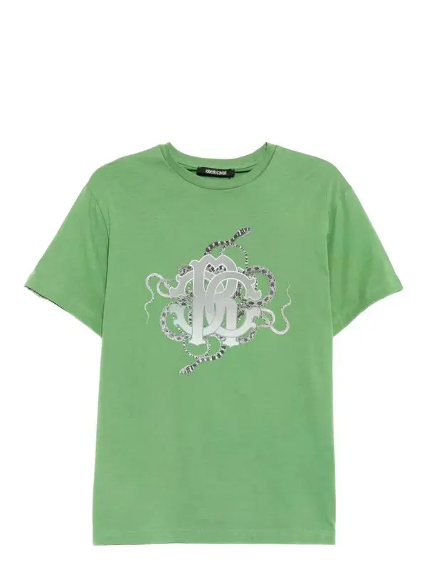 Roberto Cavalli Graphic-print Cotton T-shirt - Green