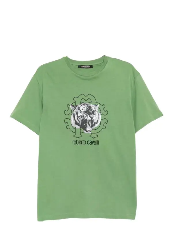 Roberto Cavalli Graphic-print Cotton T-shirt - Green