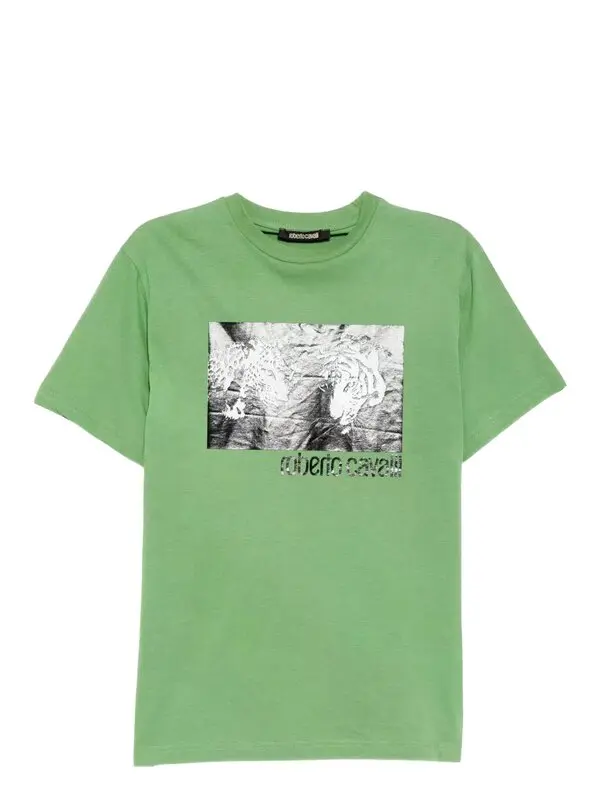 Roberto Cavalli Graphic-print Cotton T-shirt - Green
