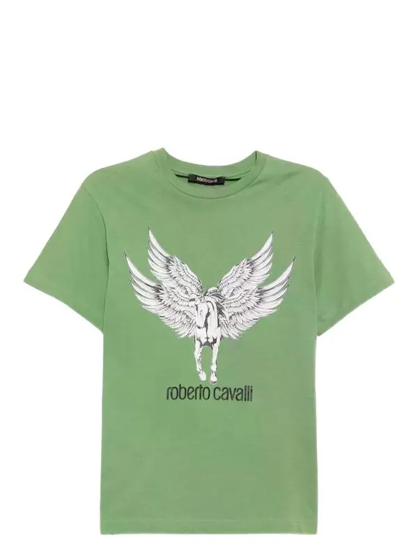 Roberto Cavalli Graphic-print Cotton T-shirt - Green