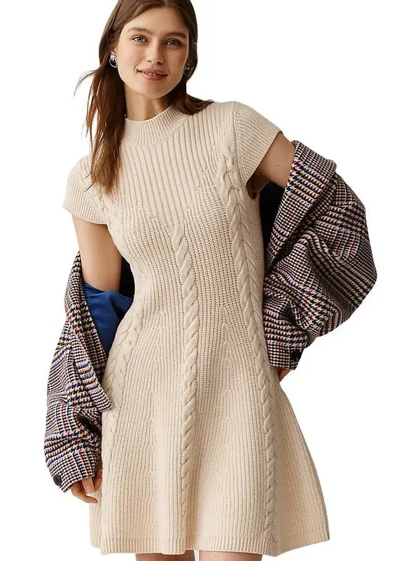 Paige Freya Mock-neck Sweater Dress - Ivory