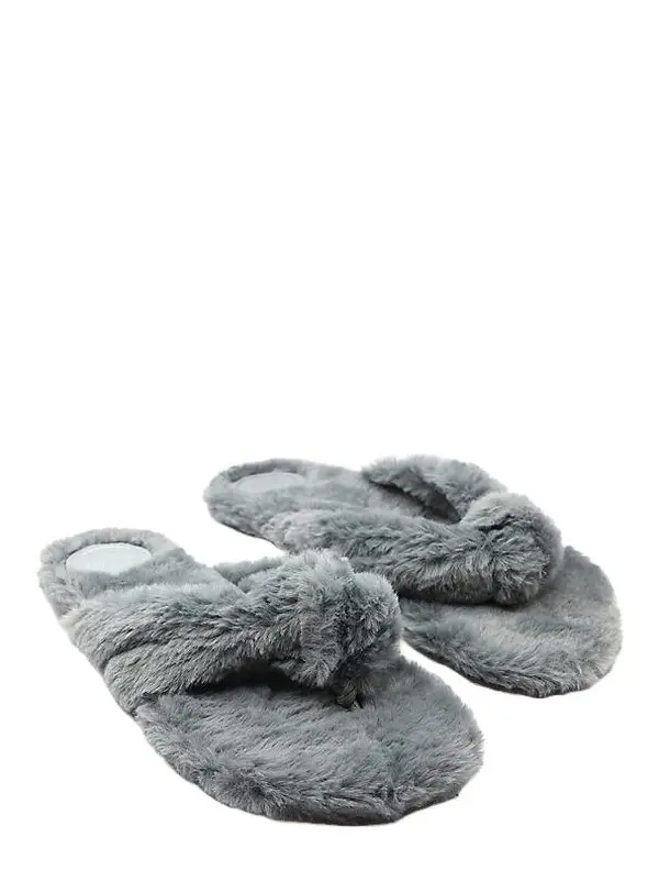 SOLEI SEA Izzy Faux Fur Slippers - Grey